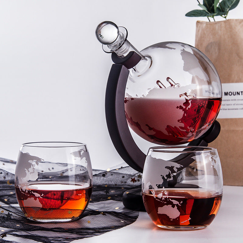 Rotating Earth-shaped Glass Wine Container – Alert Trendy